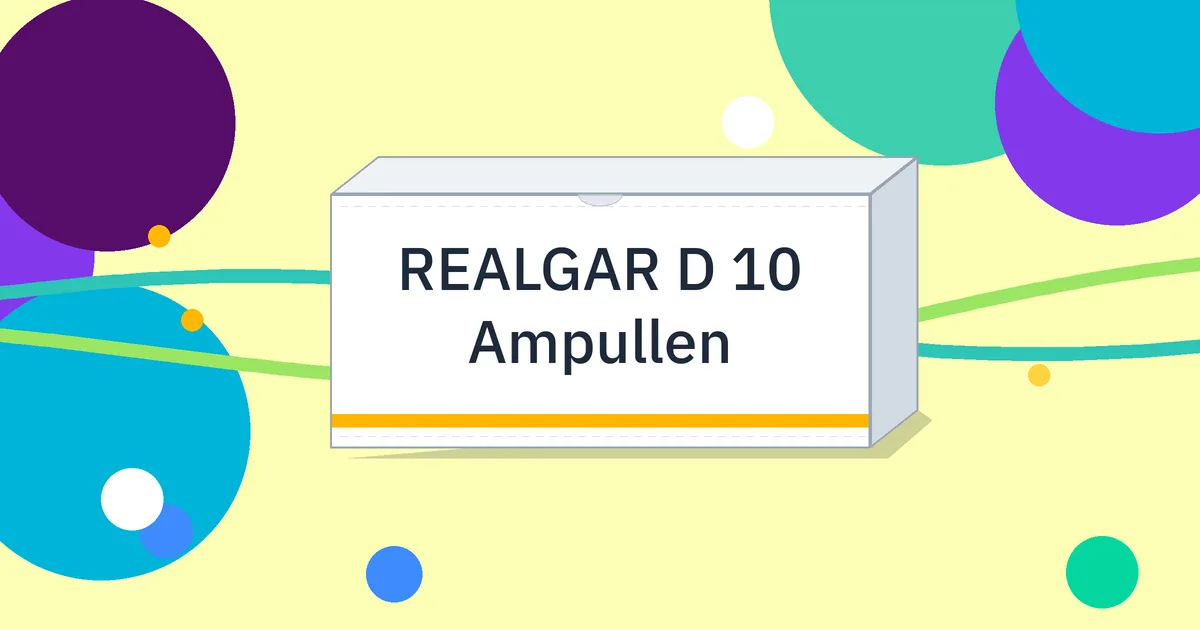 Symbolbild: Packung mit der Aufschrift REALGAR D 10 Ampullen (PZN 08437280) – Verfügbarkeit und Bezug in Apotheken in Frankfurt am Main