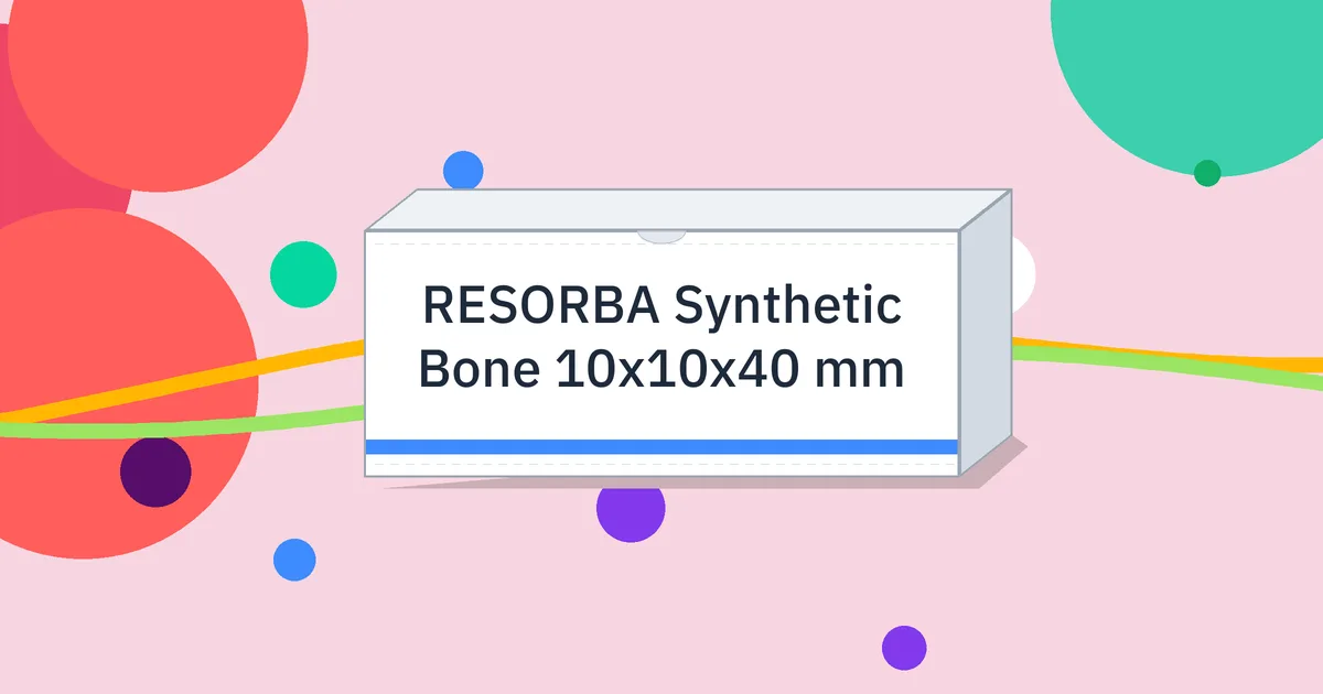 Symbolbild: Packung mit der Aufschrift RESORBA Synthetic Bone 10x10x40 mm (PZN 16857406) – Verfügbarkeit und Bezug in Apotheken in Frankfurt am Main