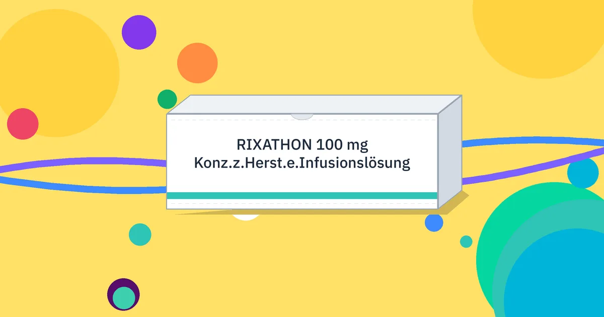Symbolbild: Packung mit der Aufschrift RIXATHON 100 mg Konz.z.Herst.e.Infusionslösung (PZN 16384497) – Verfügbarkeit und Bezug in Apotheken in Frankfurt am Main