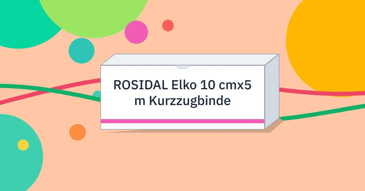 Symbolbild: Packung mit der Aufschrift ROSIDAL Elko 10 cmx5 m Kurzzugbinde (PZN 17851245) – Verfügbarkeit und Bezug in Apotheken in Frankfurt am Main