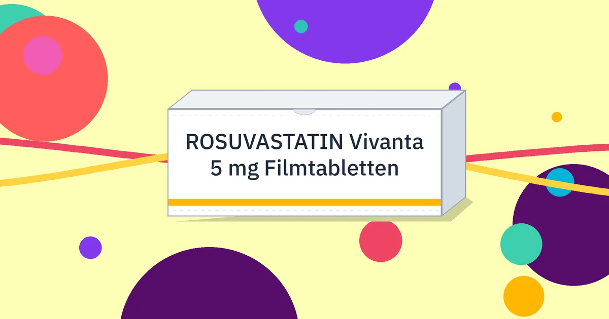 Symbolbild: Packung mit der Aufschrift ROSUVASTATIN Vivanta 5 mg Filmtabletten (PZN 16663228) – Verfügbarkeit und Bezug in Apotheken in Frankfurt am Main