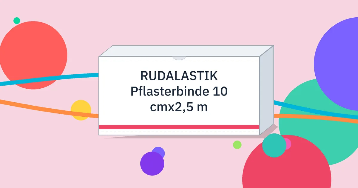Symbolbild: Packung mit der Aufschrift RUDALASTIK Pflasterbinde 10 cmx2,5 m (PZN 15892493) – Verfügbarkeit und Bezug in Apotheken in Frankfurt am Main