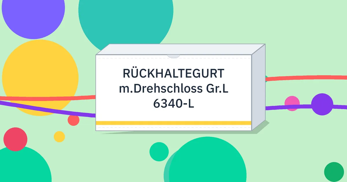 Symbolbild: Packung mit der Aufschrift RÜCKHALTEGURT m.Drehschloss Gr.L 6340-L (PZN 11570166) – Verfügbarkeit und Bezug in Apotheken in Frankfurt am Main
