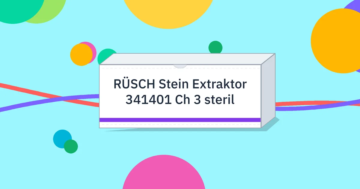 Symbolbild: Packung mit der Aufschrift RÜSCH Stein Extraktor 341401 Ch 3 steril (PZN 04251822) – Verfügbarkeit und Bezug in Apotheken in Frankfurt am Main