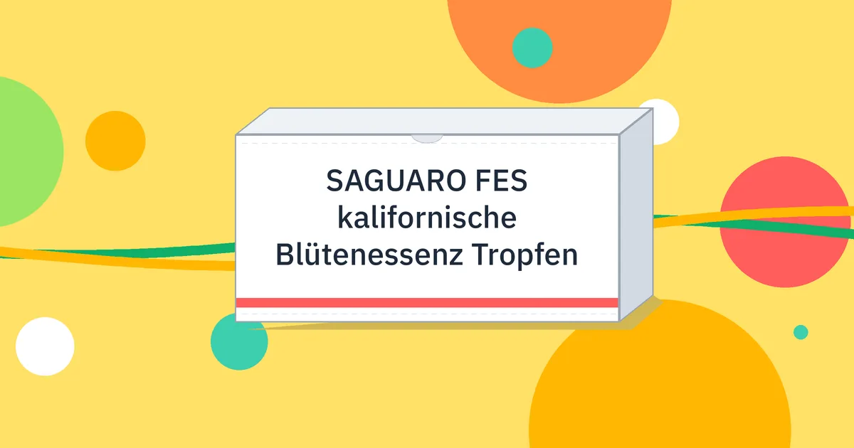 Symbolbild: Packung mit der Aufschrift SAGUARO FES kalifornische Blütenessenz Tropfen (PZN 09172754) – Verfügbarkeit und Bezug in Apotheken in Frankfurt am Main