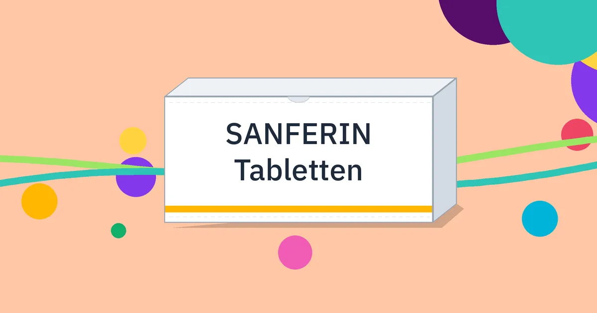 Symbolbild: Packung mit der Aufschrift SANFERIN Tabletten (PZN 11090064) – Verfügbarkeit und Bezug in Apotheken in Frankfurt am Main