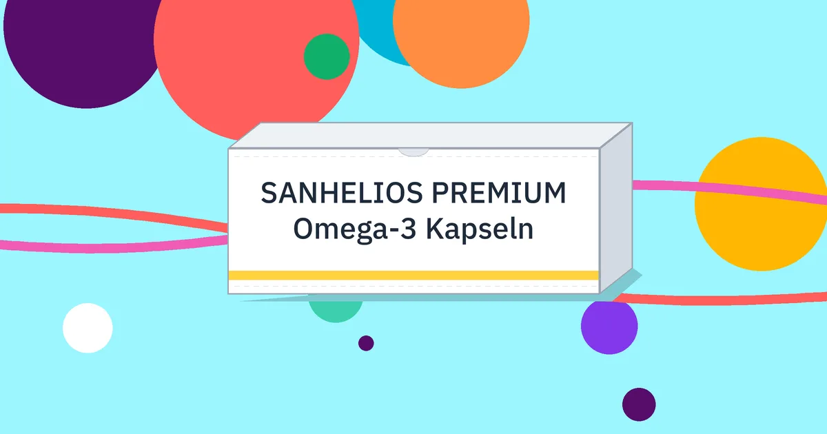 Symbolbild: Packung mit der Aufschrift SANHELIOS PREMIUM Omega-3 Kapseln (PZN 20547315) – Verfügbarkeit und Bezug in Apotheken in Frankfurt am Main