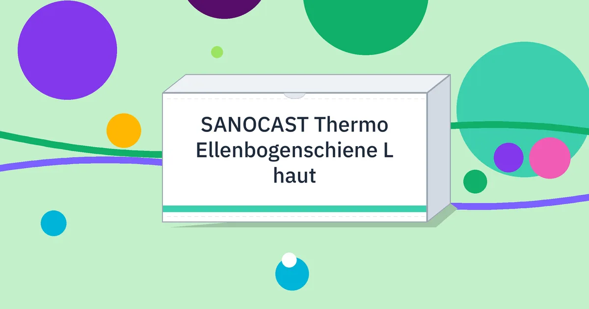 Symbolbild: Packung mit der Aufschrift SANOCAST Thermo Ellenbogenschiene L haut (PZN 15260824) – Verfügbarkeit und Bezug in Apotheken in Frankfurt am Main