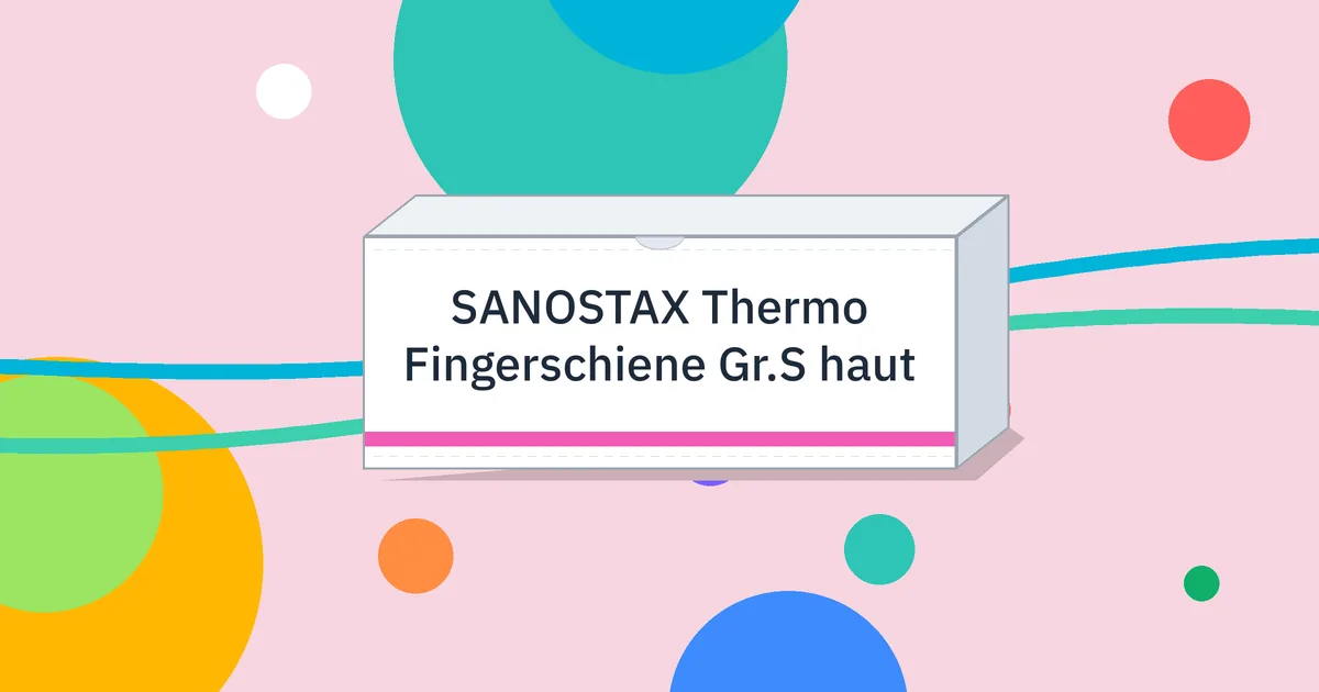 Symbolbild: Packung mit der Aufschrift SANOSTAX Thermo Fingerschiene Gr.S haut (PZN 07142648) – Verfügbarkeit und Bezug in Apotheken in Frankfurt am Main
