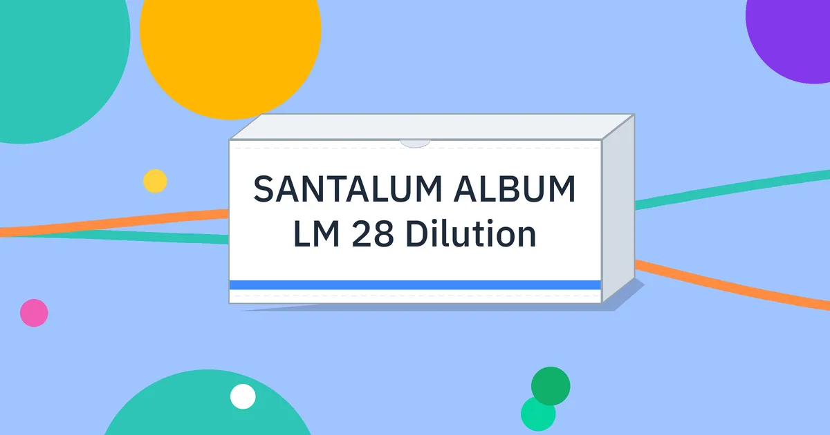 Symbolbild: Packung mit der Aufschrift SANTALUM ALBUM LM 28 Dilution (PZN 13684810) – Verfügbarkeit und Bezug in Apotheken in Frankfurt am Main