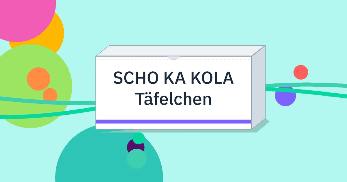 Symbolbild: Packung mit der Aufschrift SCHO KA KOLA Täfelchen (PZN 07577518) – Verfügbarkeit und Bezug in Apotheken in Frankfurt am Main