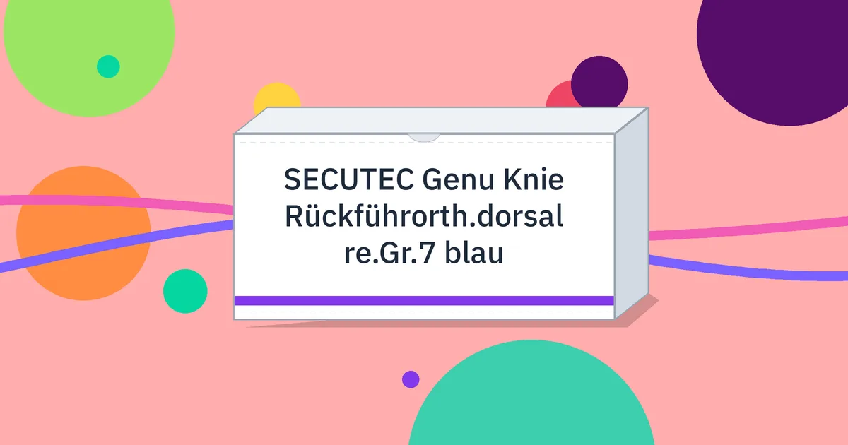 Symbolbild: Packung mit der Aufschrift SECUTEC Genu Knie Rückführorth.dorsal re.Gr.7 blau (PZN 17411285) – Verfügbarkeit und Bezug in Apotheken in Frankfurt am Main