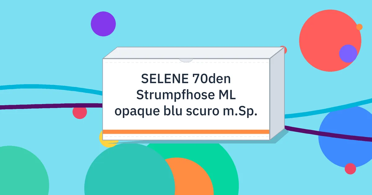 Symbolbild: Packung mit der Aufschrift SELENE 70den Strumpfhose ML opaque blu scuro m.Sp. (PZN 16173671) – Verfügbarkeit und Bezug in Apotheken in Frankfurt am Main