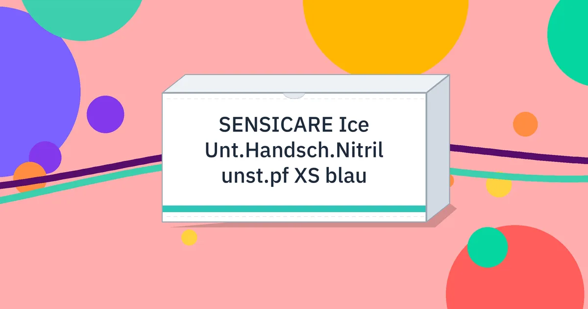Symbolbild: Packung mit der Aufschrift SENSICARE Ice Unt.Handsch.Nitril unst.pf XS blau (PZN 16210337) – Verfügbarkeit und Bezug in Apotheken in Frankfurt am Main