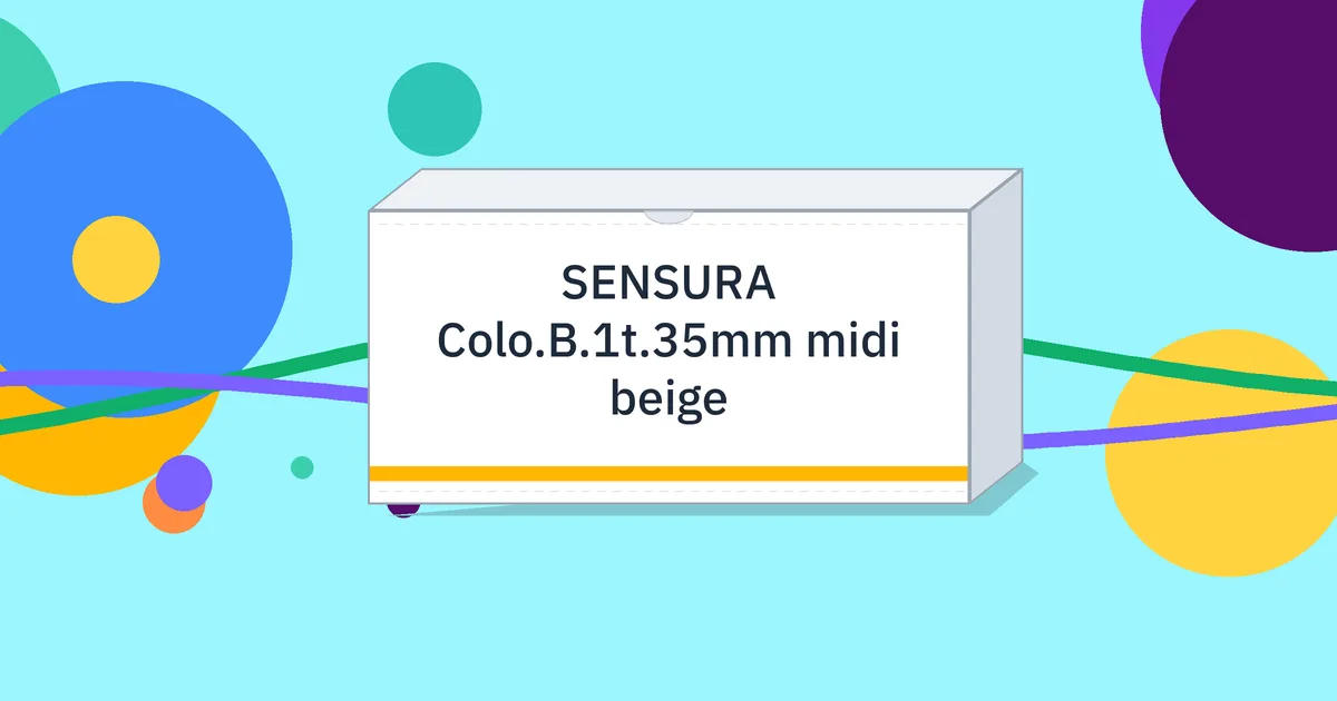 Symbolbild: Packung mit der Aufschrift SENSURA Colo.B.1t.35mm midi beige (PZN 03004642) – Verfügbarkeit und Bezug in Apotheken in Frankfurt am Main