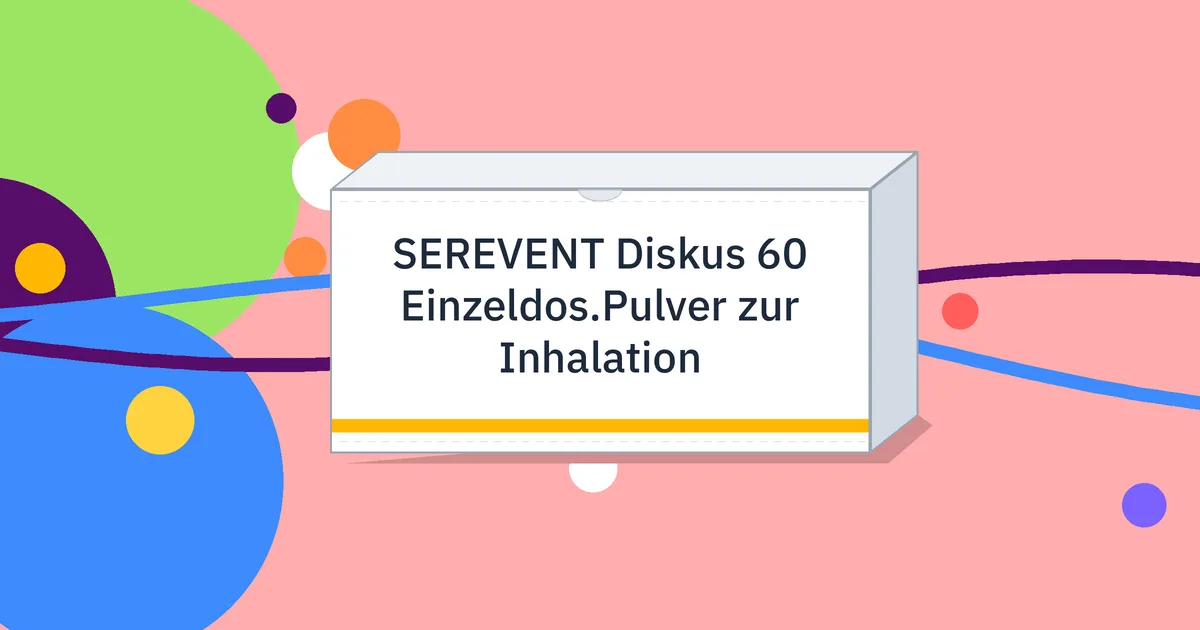 Symbolbild: Packung mit der Aufschrift SEREVENT Diskus 60 Einzeldos.Pulver zur Inhalation (PZN 00013474) – Verfügbarkeit und Bezug in Apotheken in Frankfurt am Main