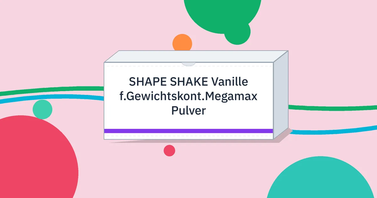 Symbolbild: Packung mit der Aufschrift SHAPE SHAKE Vanille f.Gewichtskont.Megamax Pulver (PZN 19961742) – Verfügbarkeit und Bezug in Apotheken in Frankfurt am Main