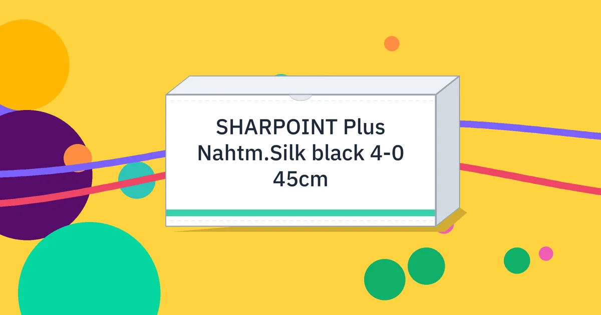 Symbolbild: Packung mit der Aufschrift SHARPOINT Plus Nahtm.Silk black 4-0 45cm (PZN 17994803) – Verfügbarkeit und Bezug in Apotheken in Frankfurt am Main