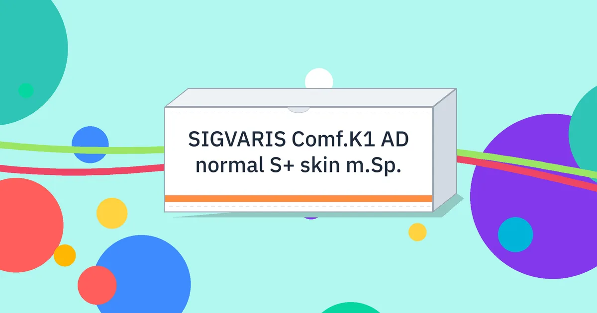Symbolbild: Packung mit der Aufschrift SIGVARIS Comf.K1 AD normal S+ skin m.Sp. (PZN 17042014) – Verfügbarkeit und Bezug in Apotheken in Frankfurt am Main
