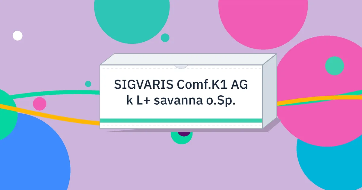 Symbolbild: Packung mit der Aufschrift SIGVARIS Comf.K1 AG k L+ savanna o.Sp. (PZN 17095424) – Verfügbarkeit und Bezug in Apotheken in Frankfurt am Main