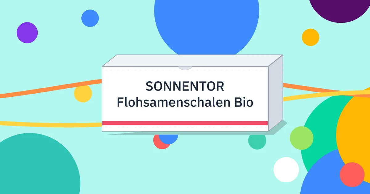 Symbolbild: Packung mit der Aufschrift SONNENTOR Flohsamenschalen Bio (PZN 18903197) – Verfügbarkeit und Bezug in Apotheken in Frankfurt am Main