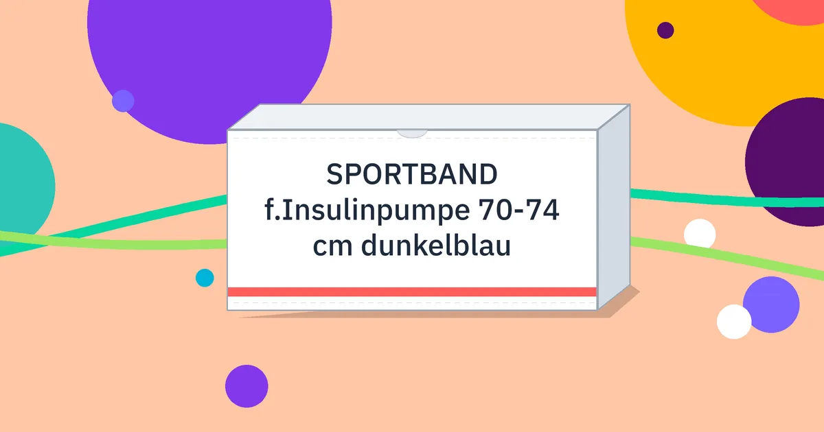 Symbolbild: Packung mit der Aufschrift SPORTBAND f.Insulinpumpe 70-74 cm dunkelblau (PZN 11552725) – Verfügbarkeit und Bezug in Apotheken in Frankfurt am Main