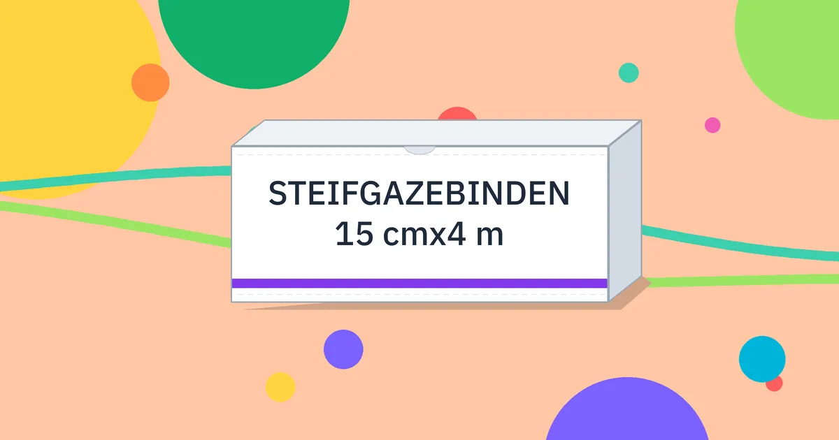 Symbolbild: Packung mit der Aufschrift STEIFGAZEBINDEN 15 cmx4 m (PZN 01720914) – Verfügbarkeit und Bezug in Apotheken in Frankfurt am Main