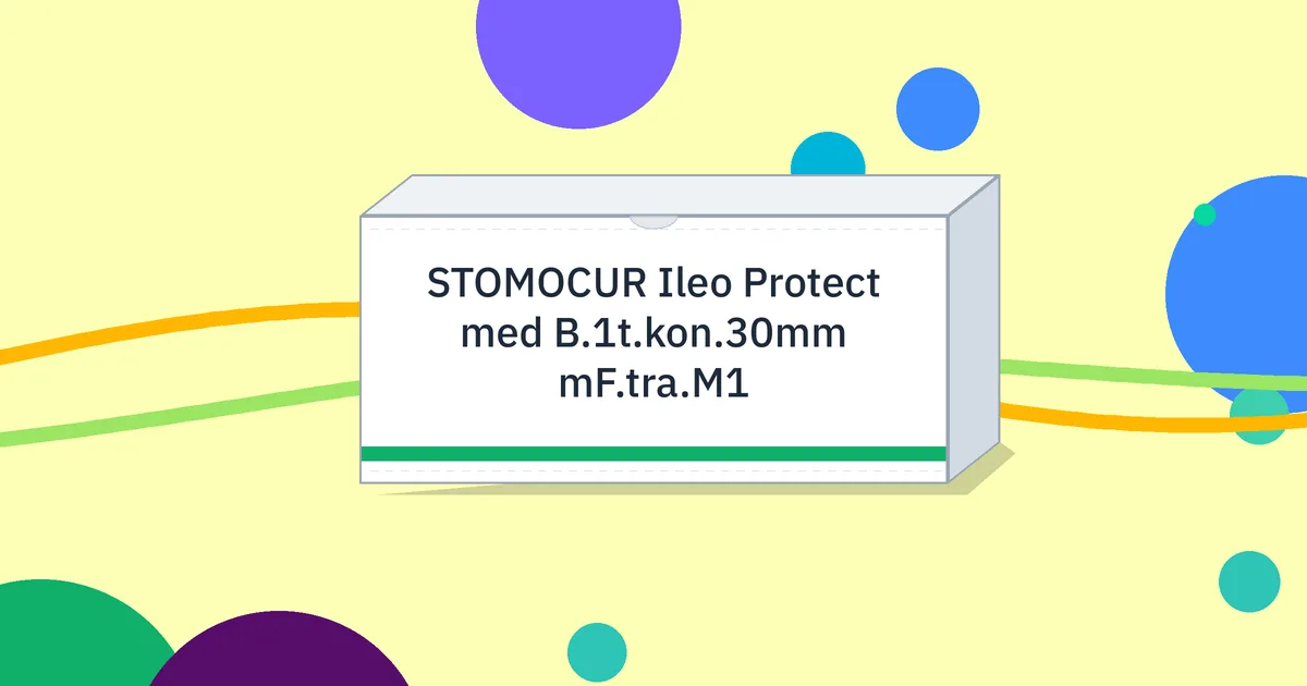 Symbolbild: Packung mit der Aufschrift STOMOCUR Ileo Protect med B.1t.kon.30mm mF.tra.M1 (PZN 17551388) – Verfügbarkeit und Bezug in Apotheken in Frankfurt am Main