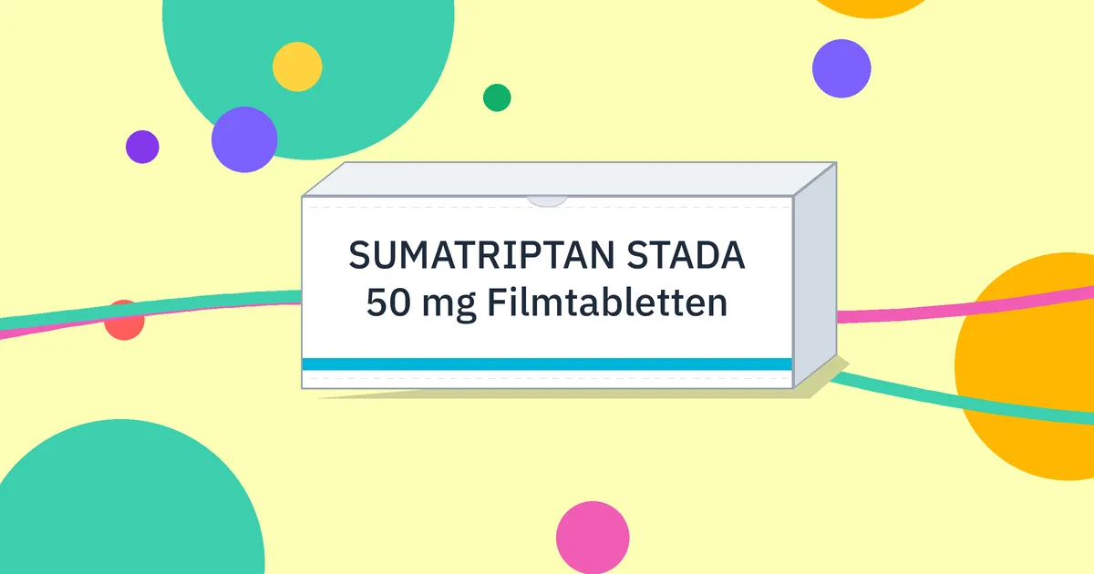 Symbolbild: Packung mit der Aufschrift SUMATRIPTAN STADA 50 mg Filmtabletten (PZN 04874434) – Verfügbarkeit und Bezug in Apotheken in Frankfurt am Main