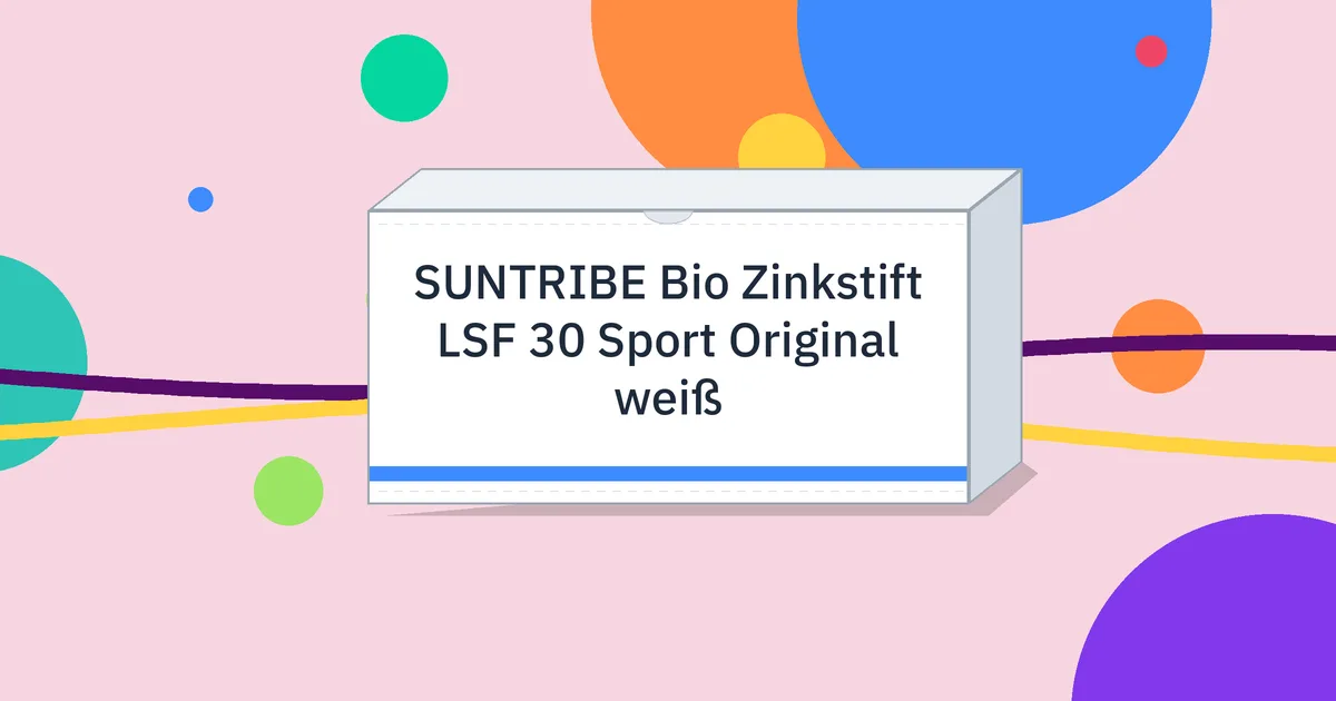 Symbolbild: Packung mit der Aufschrift SUNTRIBE Bio Zinkstift LSF 30 Sport Original weiß (PZN 16703146) – Verfügbarkeit und Bezug in Apotheken in Frankfurt am Main