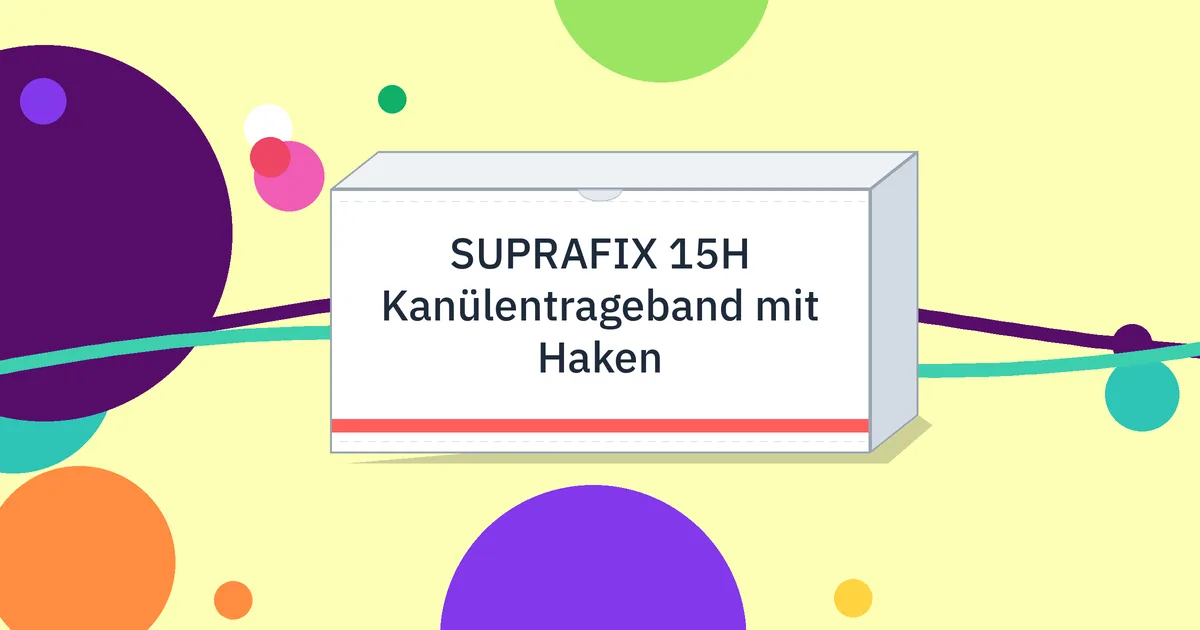 Symbolbild: Packung mit der Aufschrift SUPRAFIX 15H Kanülentrageband mit Haken (PZN 03896391) – Verfügbarkeit und Bezug in Apotheken in Frankfurt am Main