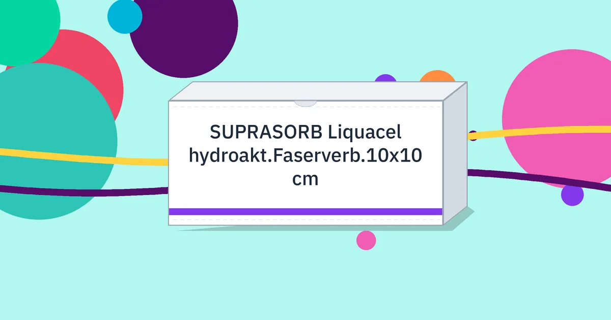 Symbolbild: Packung mit der Aufschrift SUPRASORB Liquacel hydroakt.Faserverb.10x10 cm (PZN 15748388) – Verfügbarkeit und Bezug in Apotheken in Frankfurt am Main