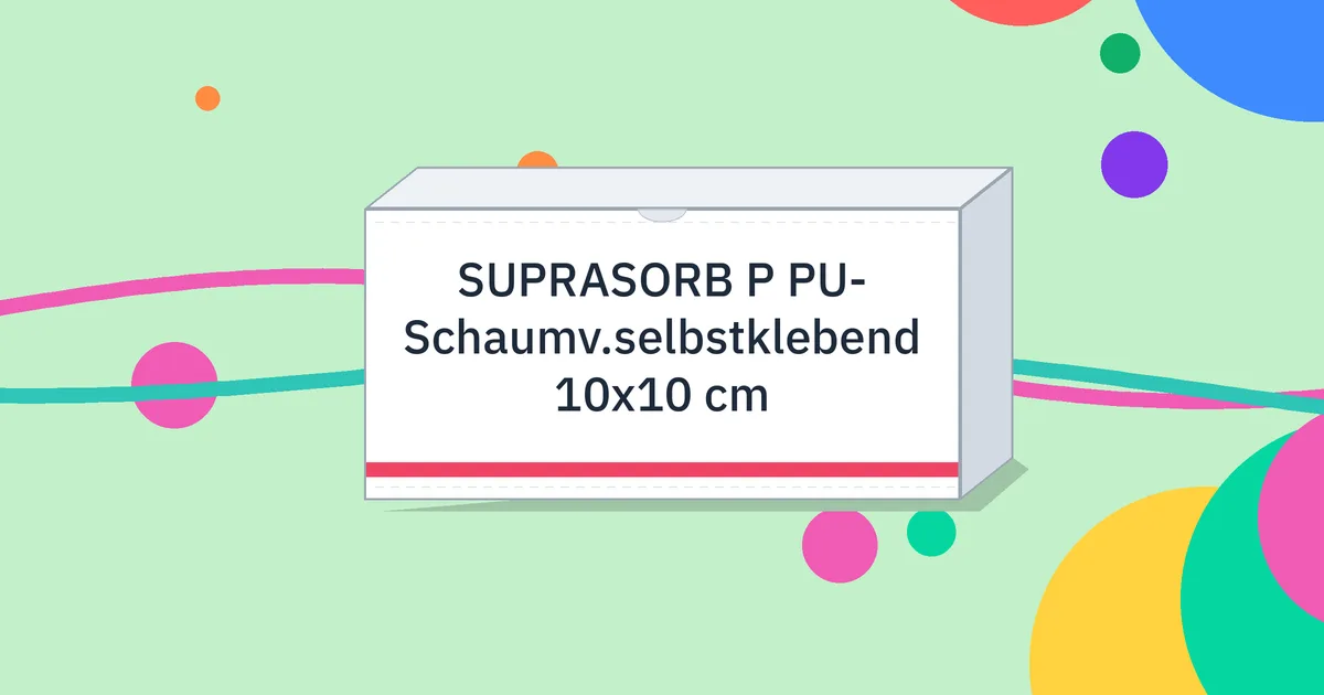 Symbolbild: Packung mit der Aufschrift SUPRASORB P PU-Schaumv.selbstklebend 10x10 cm (PZN 15735227) – Verfügbarkeit und Bezug in Apotheken in Frankfurt am Main