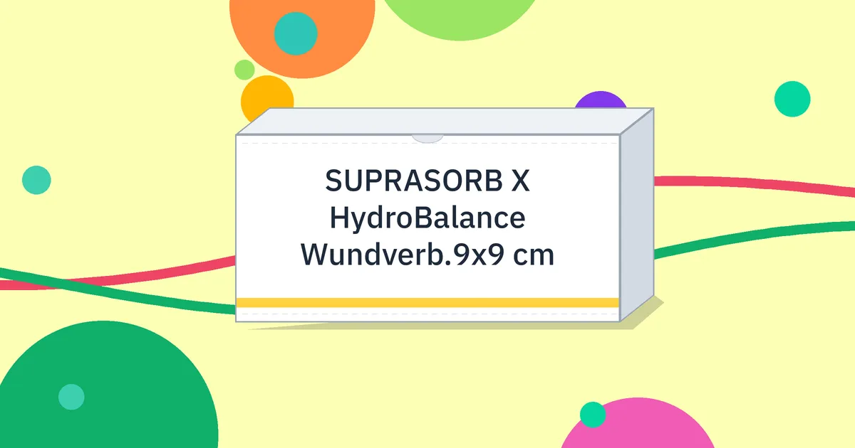 Symbolbild: Packung mit der Aufschrift SUPRASORB X HydroBalance Wundverb.9x9 cm (PZN 13345829) – Verfügbarkeit und Bezug in Apotheken in Frankfurt am Main