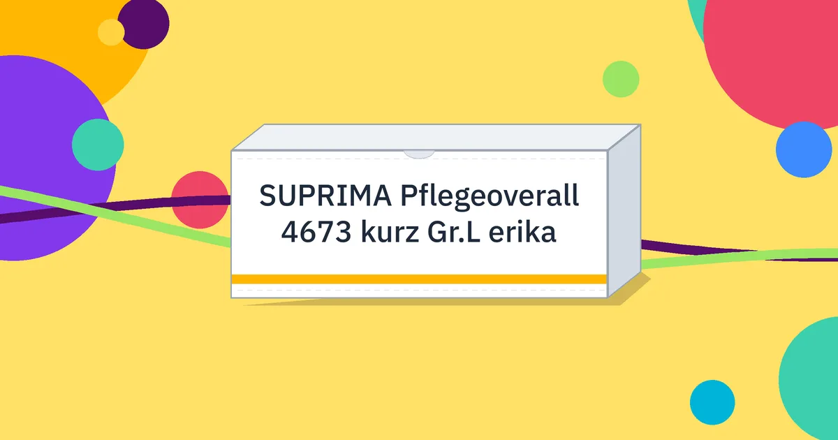 Symbolbild: Packung mit der Aufschrift SUPRIMA Pflegeoverall 4673 kurz Gr.L erika (PZN 09785847) – Verfügbarkeit und Bezug in Apotheken in Frankfurt am Main