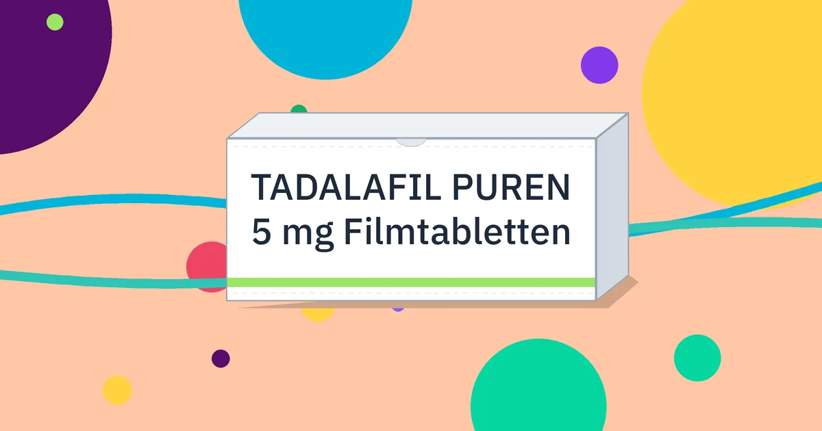 Symbolbild: Packung mit der Aufschrift TADALAFIL PUREN 5 mg Filmtabletten (PZN 12501807) – Verfügbarkeit und Bezug in Apotheken in Frankfurt am Main