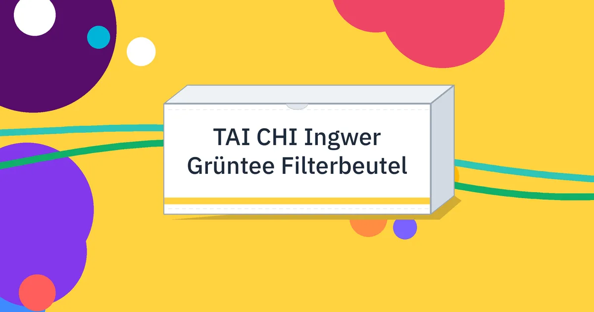 Symbolbild: Packung mit der Aufschrift TAI CHI Ingwer Grüntee Filterbeutel (PZN 01116590) – Verfügbarkeit und Bezug in Apotheken in Frankfurt am Main