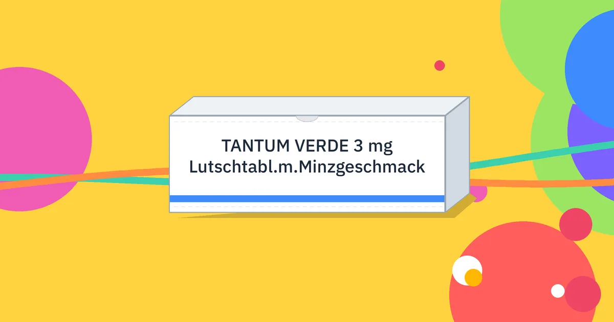 Symbolbild: Packung mit der Aufschrift TANTUM VERDE 3 mg Lutschtabl.m.Minzgeschmack (PZN 05120370) – Verfügbarkeit und Bezug in Apotheken in Frankfurt am Main