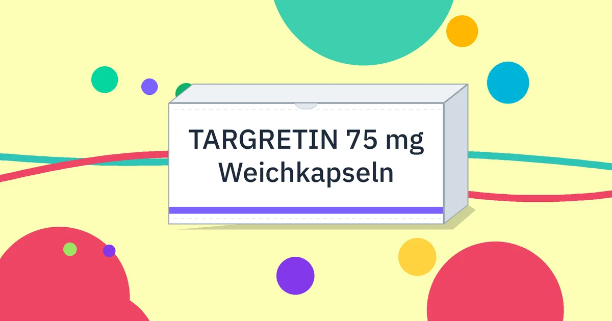 Symbolbild: Packung mit der Aufschrift TARGRETIN 75 mg Weichkapseln (PZN 03713278) – Verfügbarkeit und Bezug in Apotheken in Frankfurt am Main