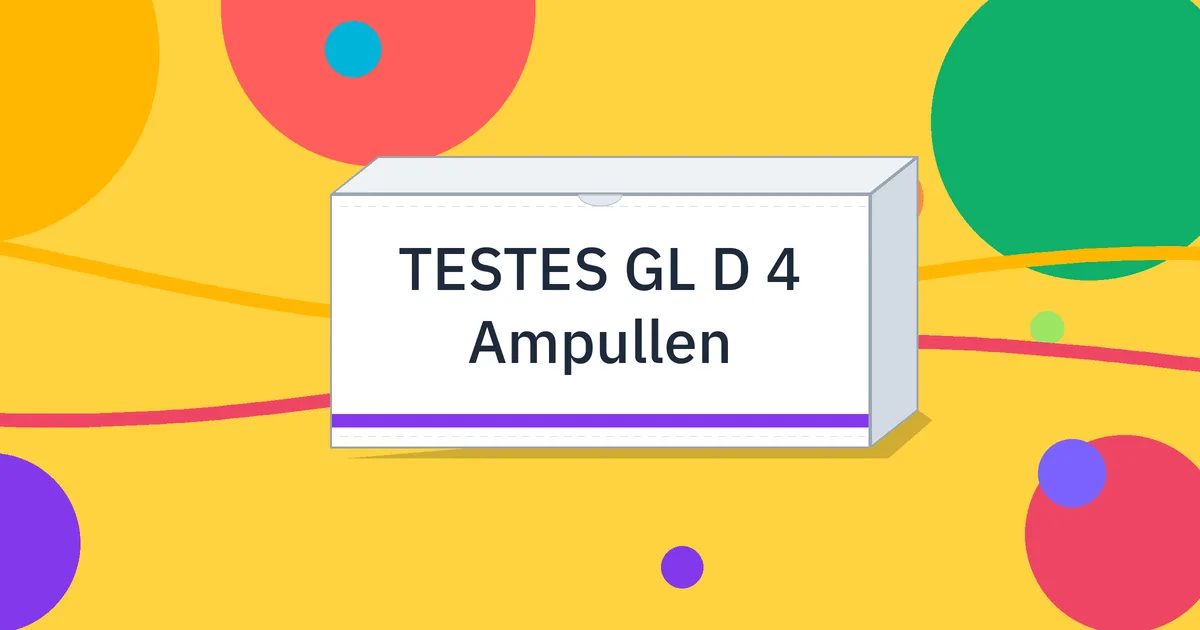 Symbolbild: Packung mit der Aufschrift TESTES GL D 4 Ampullen (PZN 03354394) – Verfügbarkeit und Bezug in Apotheken in Frankfurt am Main