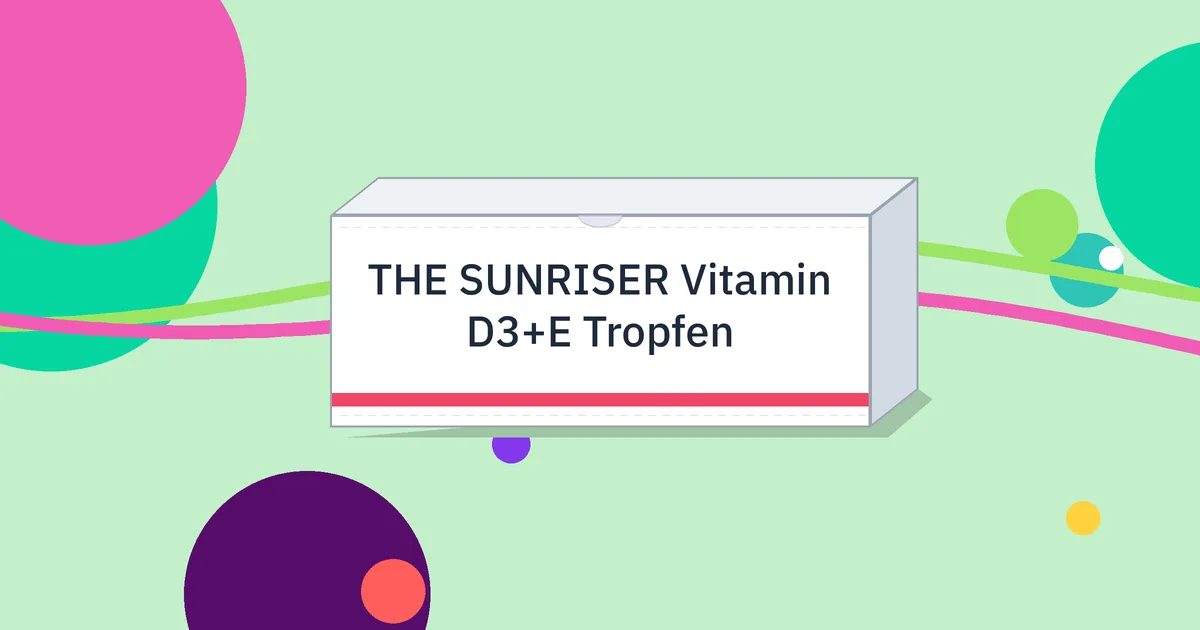Symbolbild: Packung mit der Aufschrift THE SUNRISER Vitamin D3+E Tropfen (PZN 17952992) – Verfügbarkeit und Bezug in Apotheken in Frankfurt am Main
