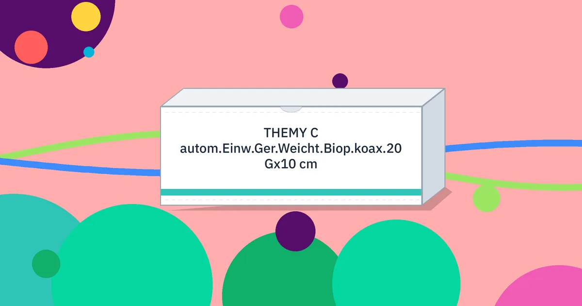 Symbolbild: Packung mit der Aufschrift THEMY C autom.Einw.Ger.Weicht.Biop.koax.20 Gx10 cm (PZN 19737714) – Verfügbarkeit und Bezug in Apotheken in Frankfurt am Main