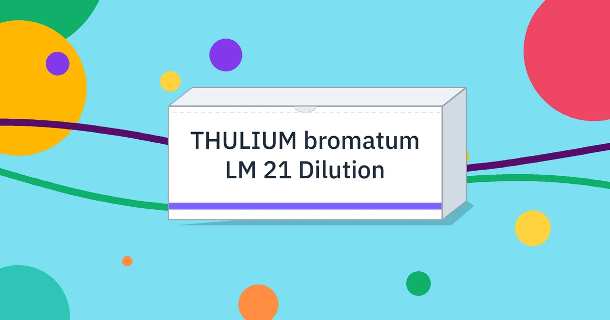 Symbolbild: Packung mit der Aufschrift THULIUM bromatum LM 21 Dilution (PZN 13691081) – Verfügbarkeit und Bezug in Apotheken in Frankfurt am Main