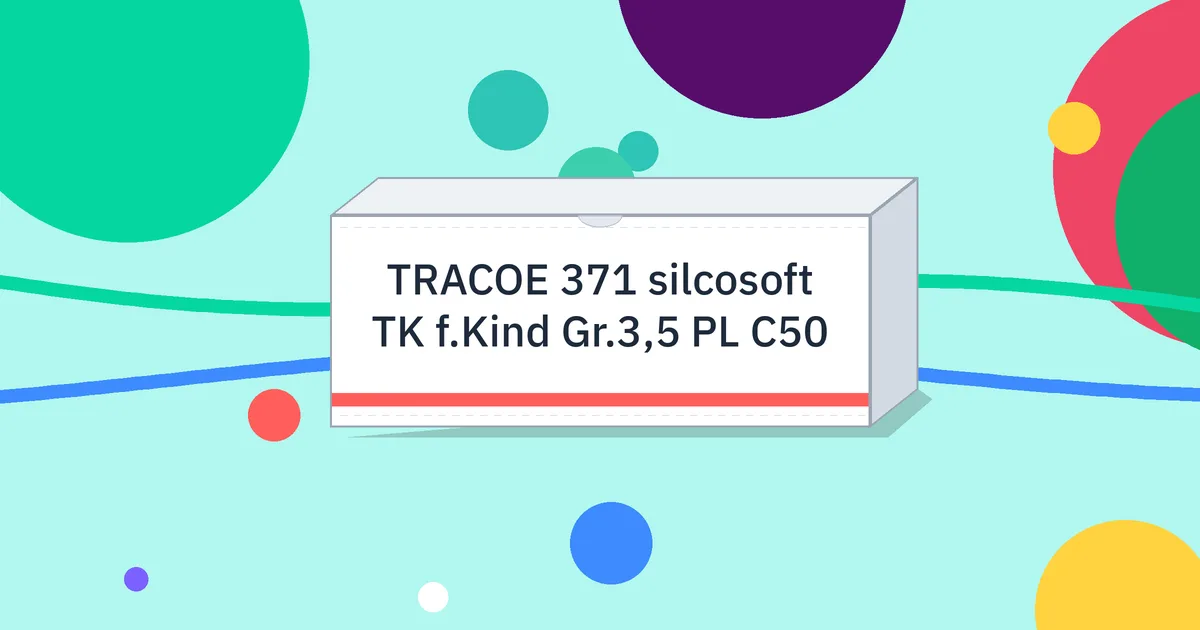 Symbolbild: Packung mit der Aufschrift TRACOE 371 silcosoft TK f.Kind Gr.3,5 PL C50 (PZN 14315262) – Verfügbarkeit und Bezug in Apotheken in Frankfurt am Main
