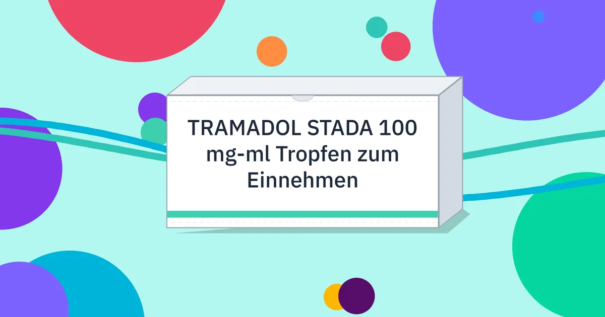 Symbolbild: Packung mit der Aufschrift TRAMADOL STADA 100 mg-ml Tropfen zum Einnehmen (PZN 04998975) – Verfügbarkeit und Bezug in Apotheken in Frankfurt am Main