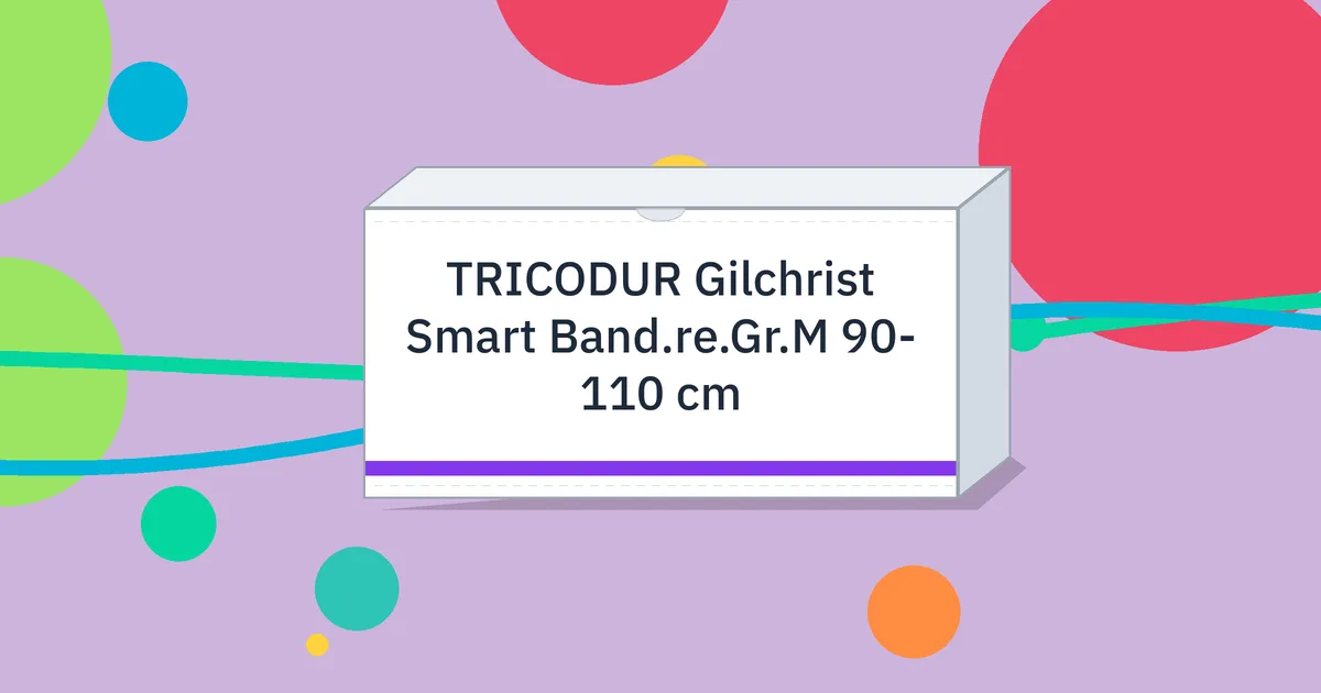 Symbolbild: Packung mit der Aufschrift TRICODUR Gilchrist Smart Band.re.Gr.M 90-110 cm (PZN 10014144) – Verfügbarkeit und Bezug in Apotheken in Frankfurt am Main