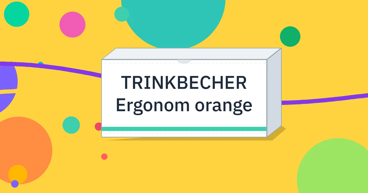 Symbolbild: Packung mit der Aufschrift TRINKBECHER Ergonom orange (PZN 00746739) – Verfügbarkeit und Bezug in Apotheken in Frankfurt am Main