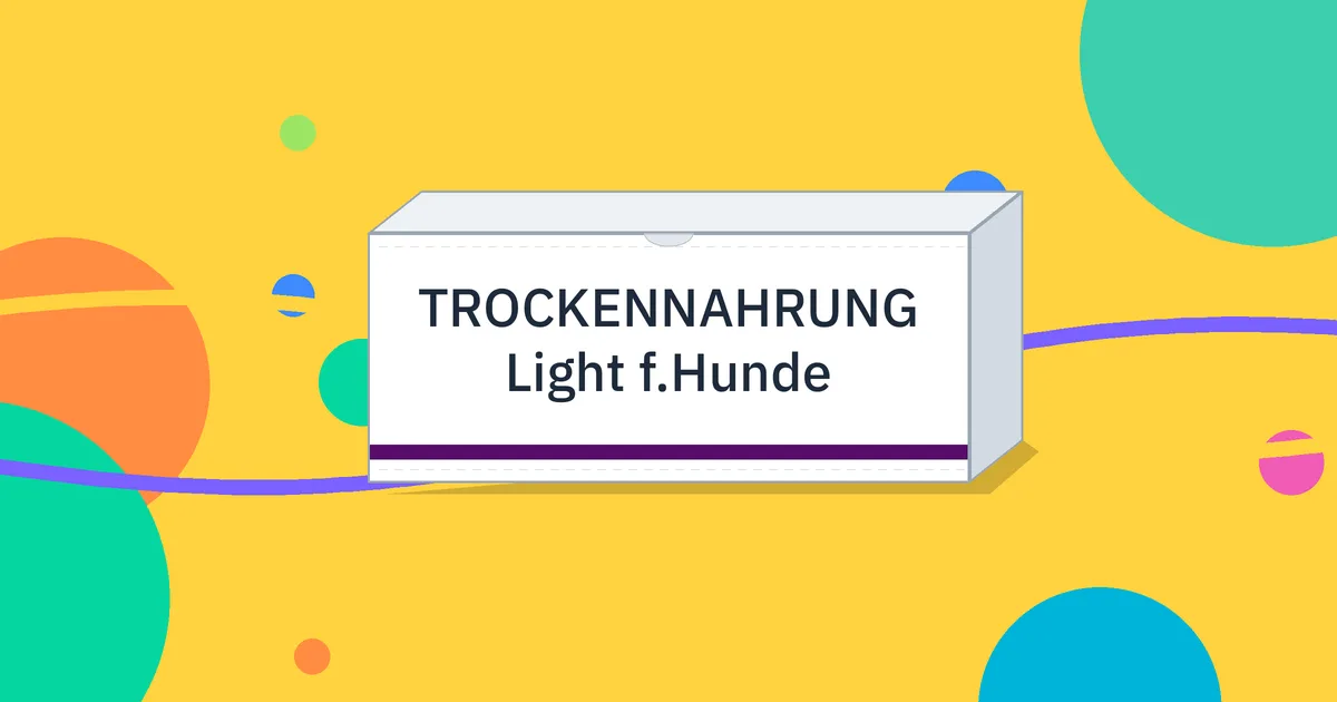 Symbolbild: Packung mit der Aufschrift TROCKENNAHRUNG Light f.Hunde (PZN 05740919) – Verfügbarkeit und Bezug in Apotheken in Frankfurt am Main