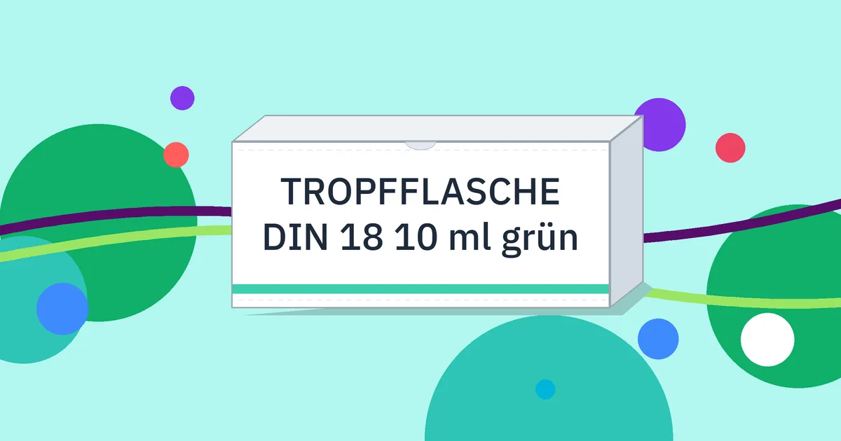 Symbolbild: Packung mit der Aufschrift TROPFFLASCHE DIN 18 10 ml grün (PZN 18404117) – Verfügbarkeit und Bezug in Apotheken in Frankfurt am Main