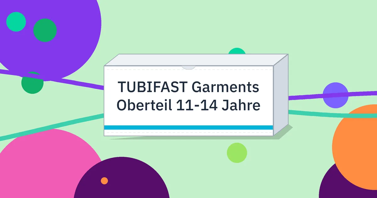 Symbolbild: Packung mit der Aufschrift TUBIFAST Garments Oberteil 11-14 Jahre (PZN 10064739) – Verfügbarkeit und Bezug in Apotheken in Frankfurt am Main